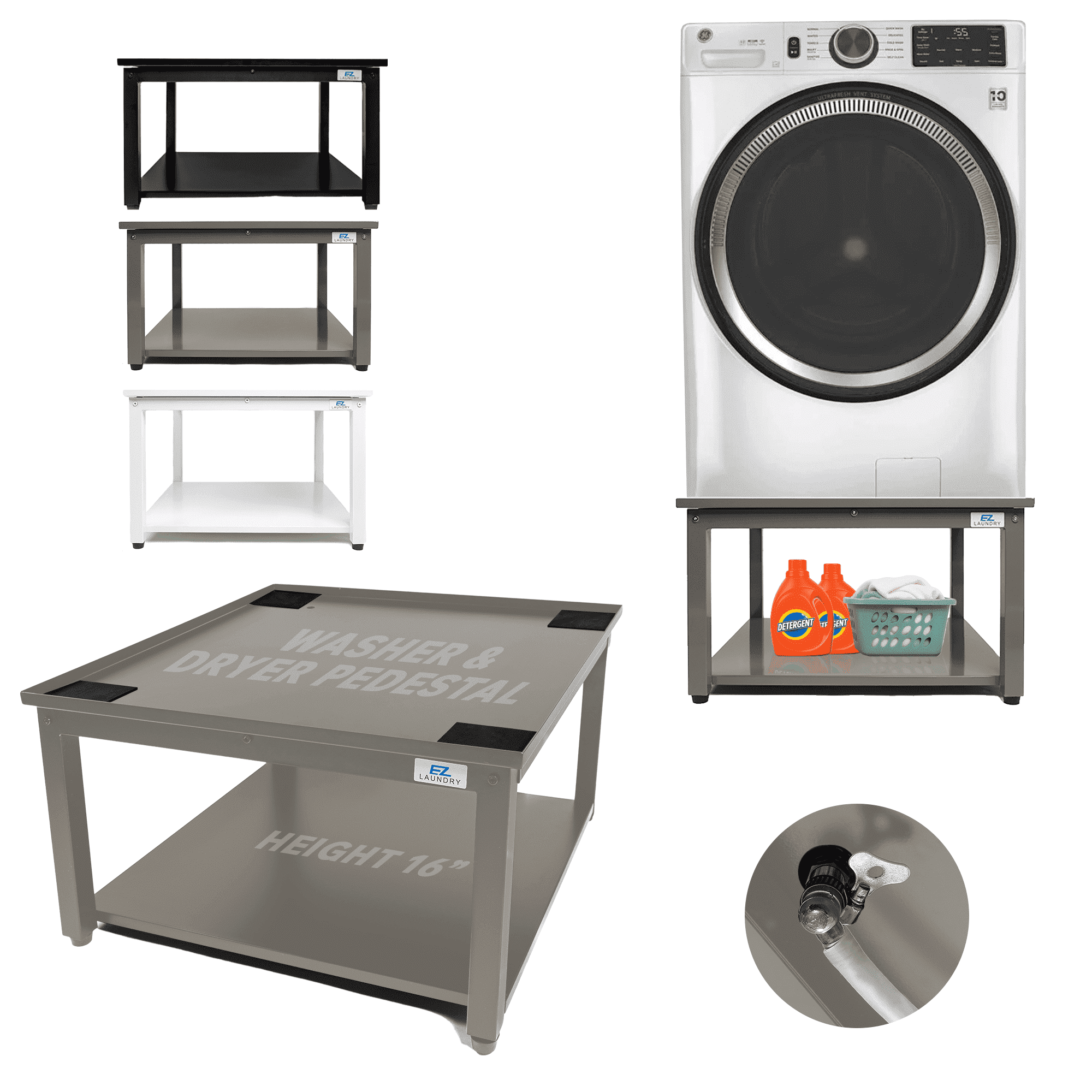 EZ Laundry Pedestal 27" W x 16" H Heavy-Duty Laundry Machine Base for ...