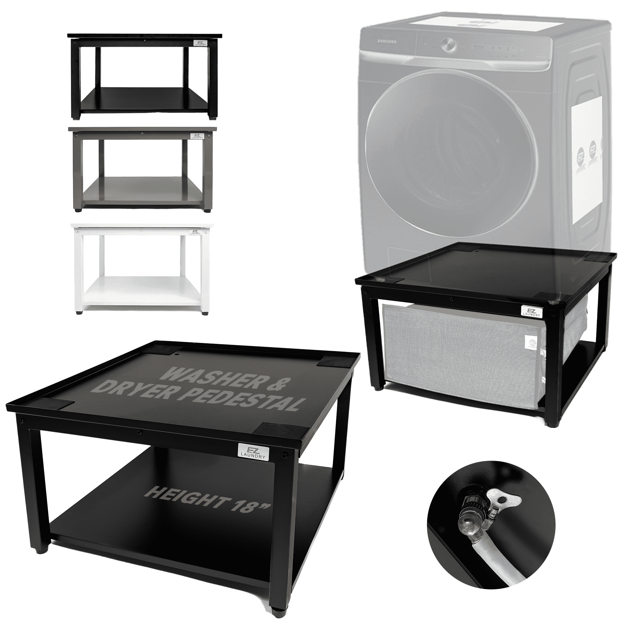 EZ Laundry Pedestal 29" Wide x 18" High Washer Dryer Base Stand ...