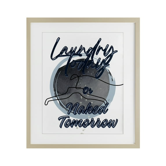 Laundry Phrase with Hanger Contour Birch Framed Print Under Glass ...