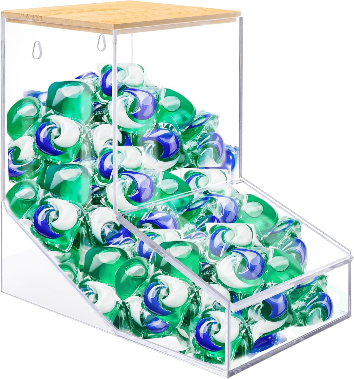Laundry Pods Container, Acrylic Dishwasher Pods Holder w/ 2 Lids ...