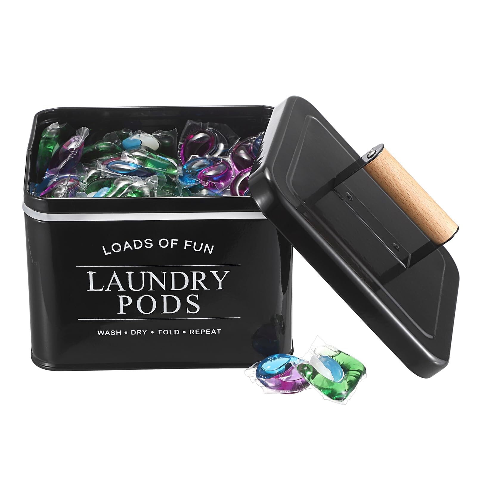 Laundry Pods Container Metal Laundry Pod Holder with Lid, Farmhouse ...