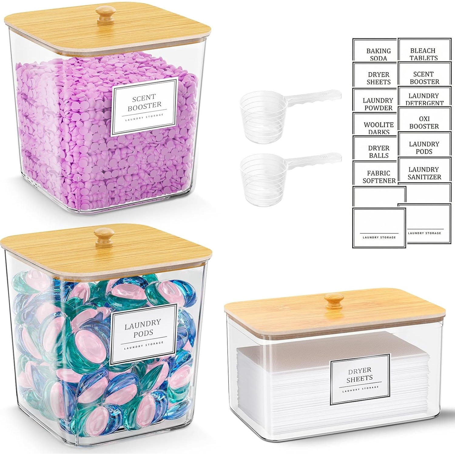 Laundry Pods Storage Container, Clear Laundry Room Organization and ...