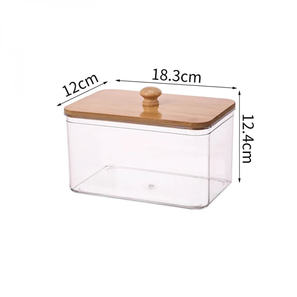 Laundry Powder Storage Box with Bamboo Lid, Cotton Swab Holder for ...