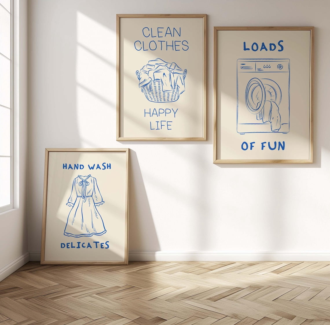Laundry Room Art Prints Trendy Blue Utility Room Decor Set Set 3 ...