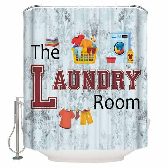 Laundry Room Bathroom Shower Curtains with 12 Hooks Polyester ...