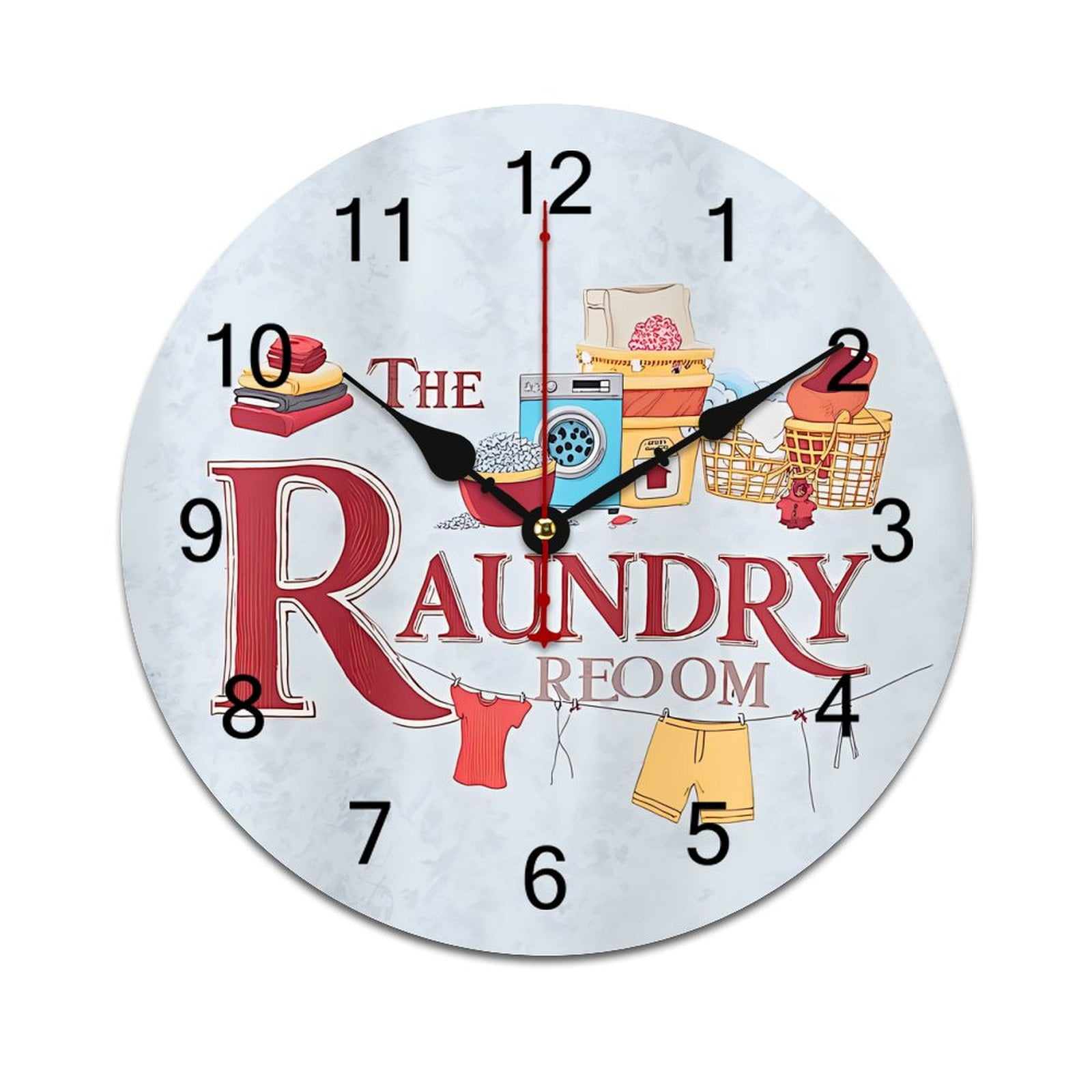 Laundry Room Bedroom Wall Clock Large Modern Kitchen Dinning Round ...