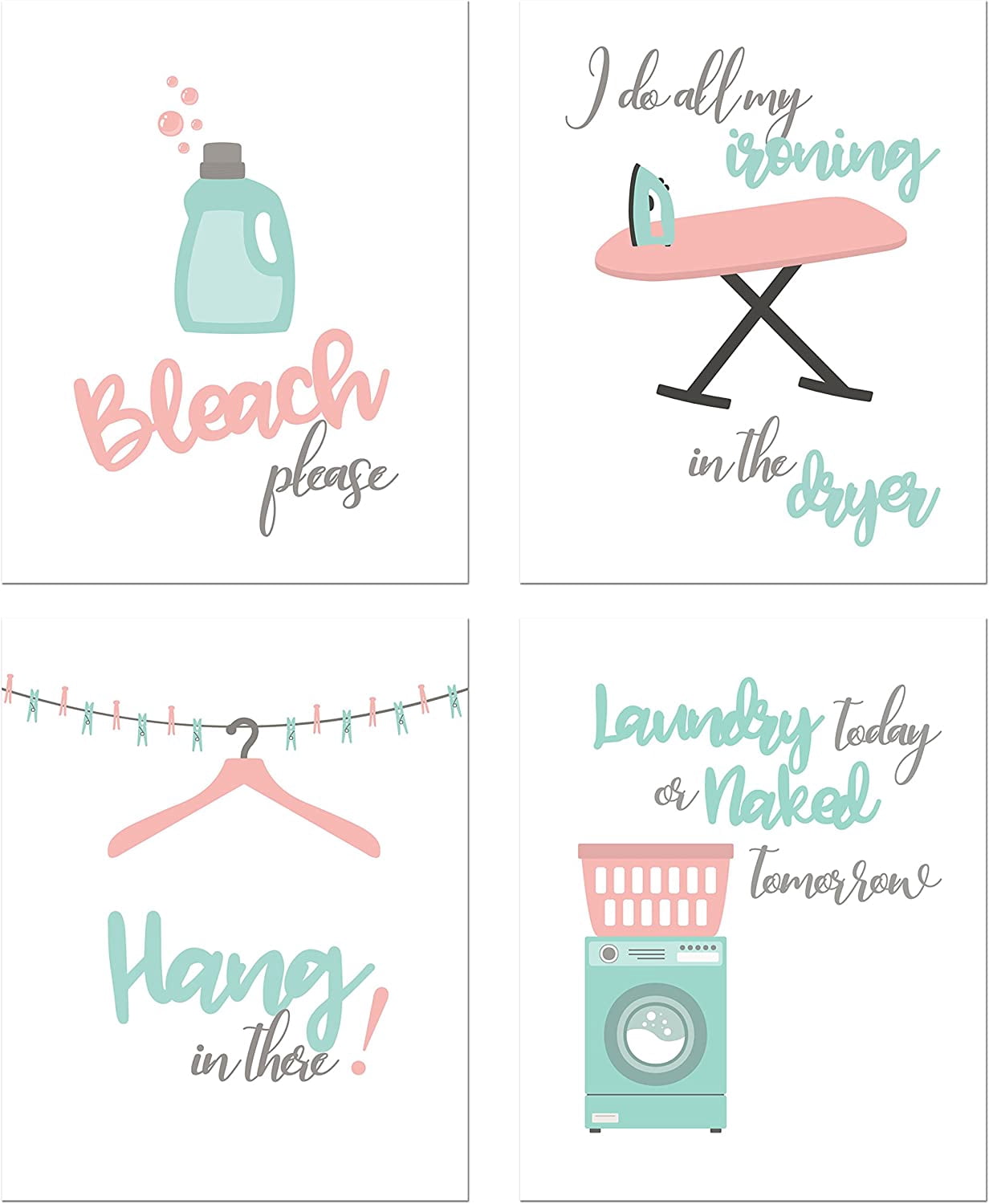 Laundry Room Canvas Poster Unframed Prints - Set of Four 8x10 Funny ...