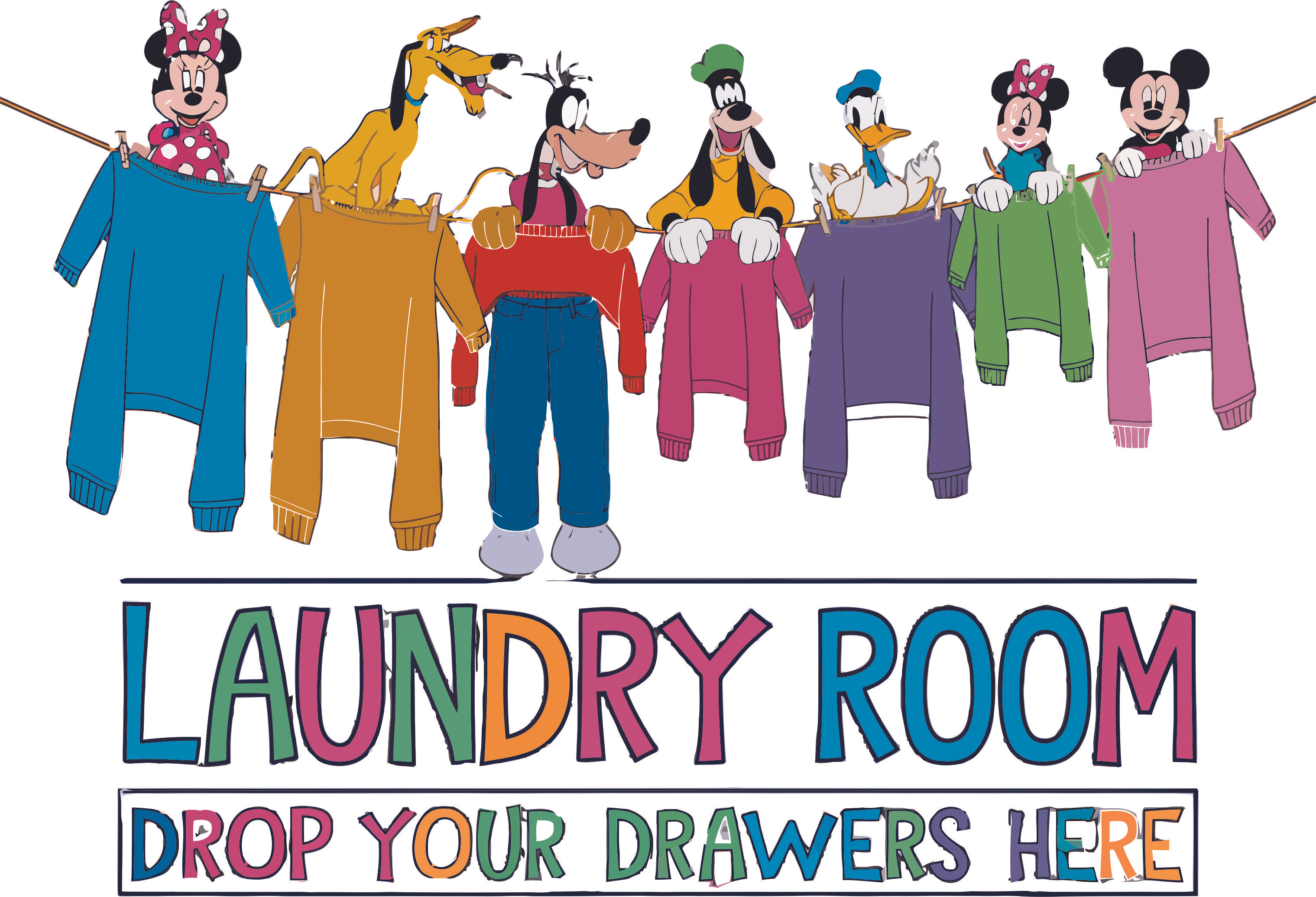 Laundry Room Cartoon Drop Your Drawers Here Girly Mouse Yellow Dog ...