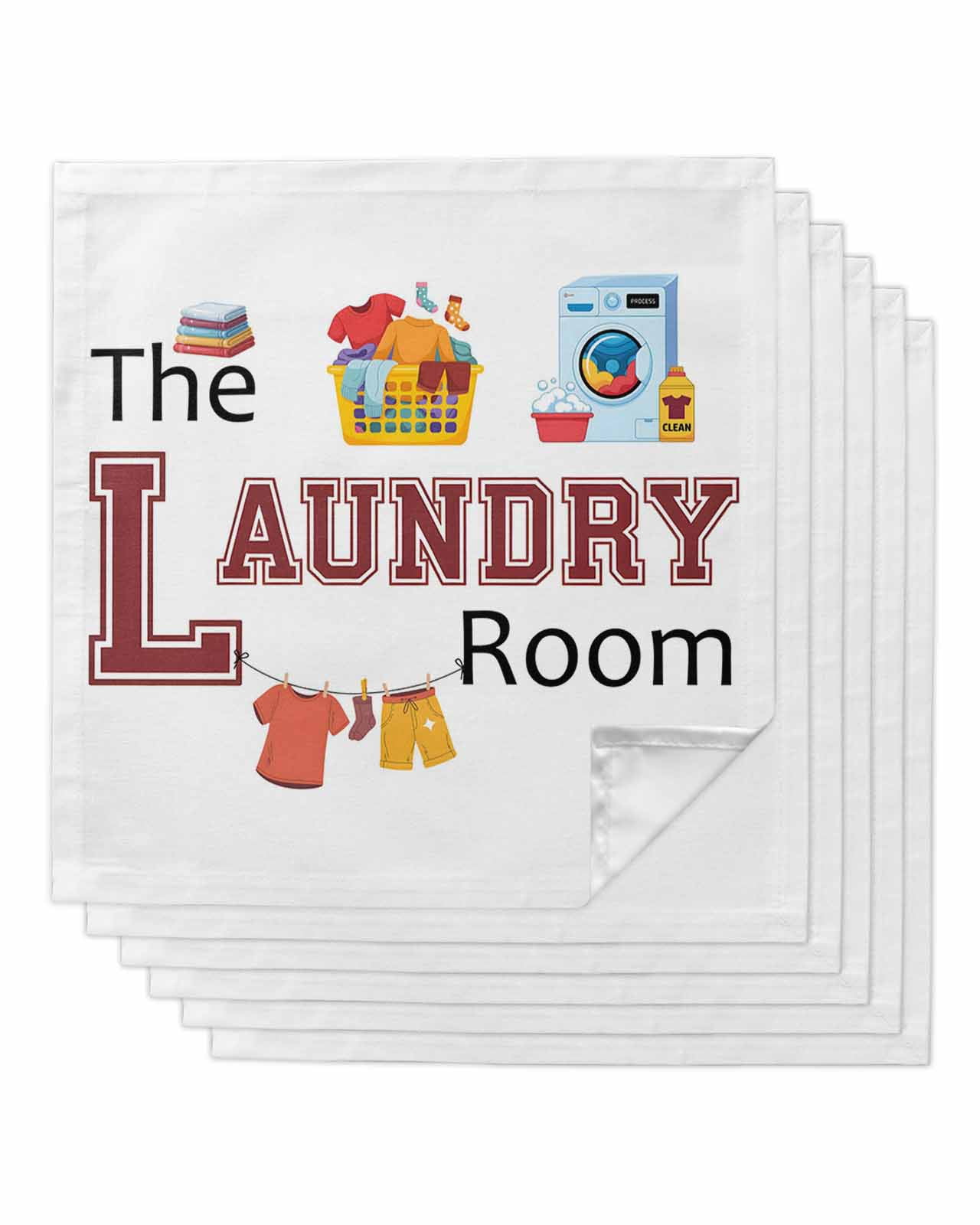 Laundry Room Cloth Napkins Set of 6 Reusable Dinner Napkins, Cartoon ...