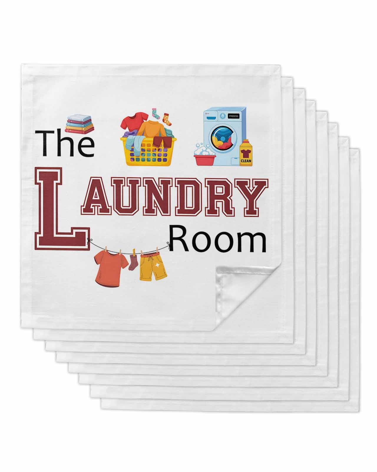 Laundry Room Cloth Napkins Set of 8 Reusable Dinner Napkins, Cartoon ...