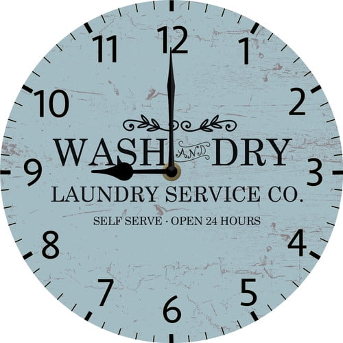 Laundry Room Decor Wall Clock Funny Laundry Wooden Sign Open 24 Hrs ...