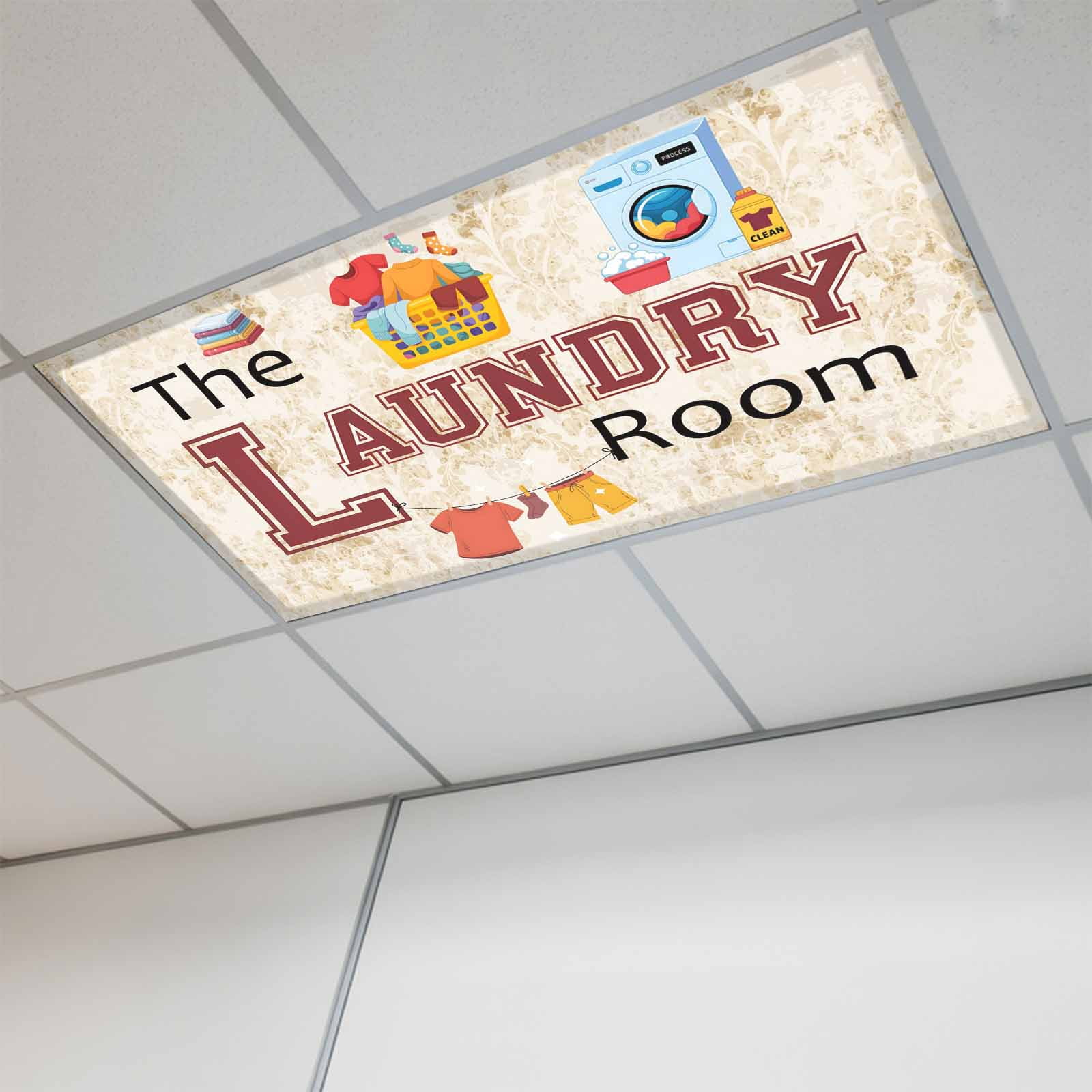 Laundry Room Fluorescent Light Covers, Rustic Farmhouse Washing Machine ...