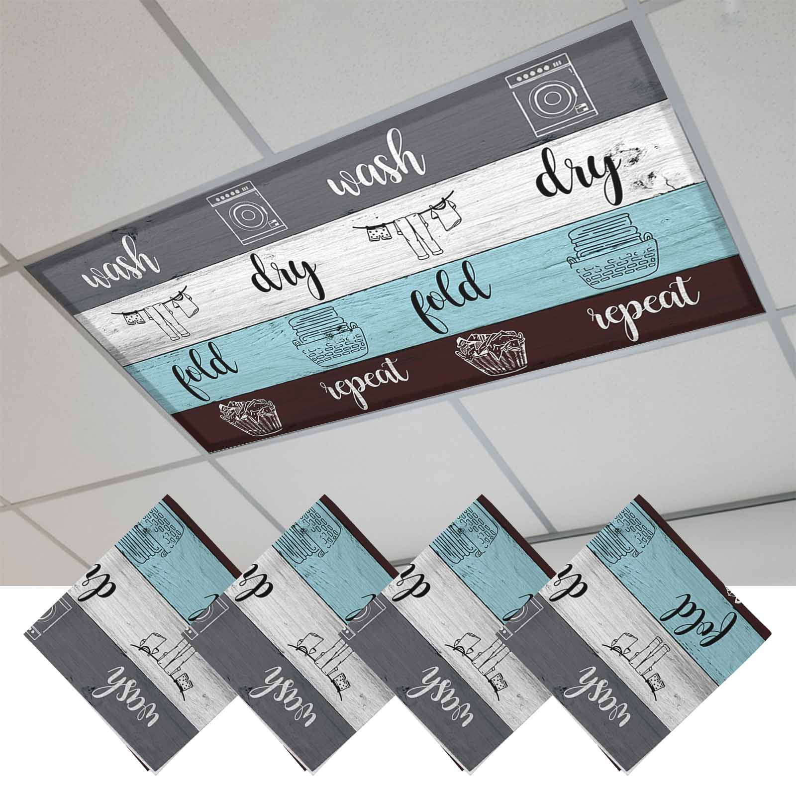 Laundry Room Fluorescent Light Covers, Wash Dry Fold Repeat Splicing ...