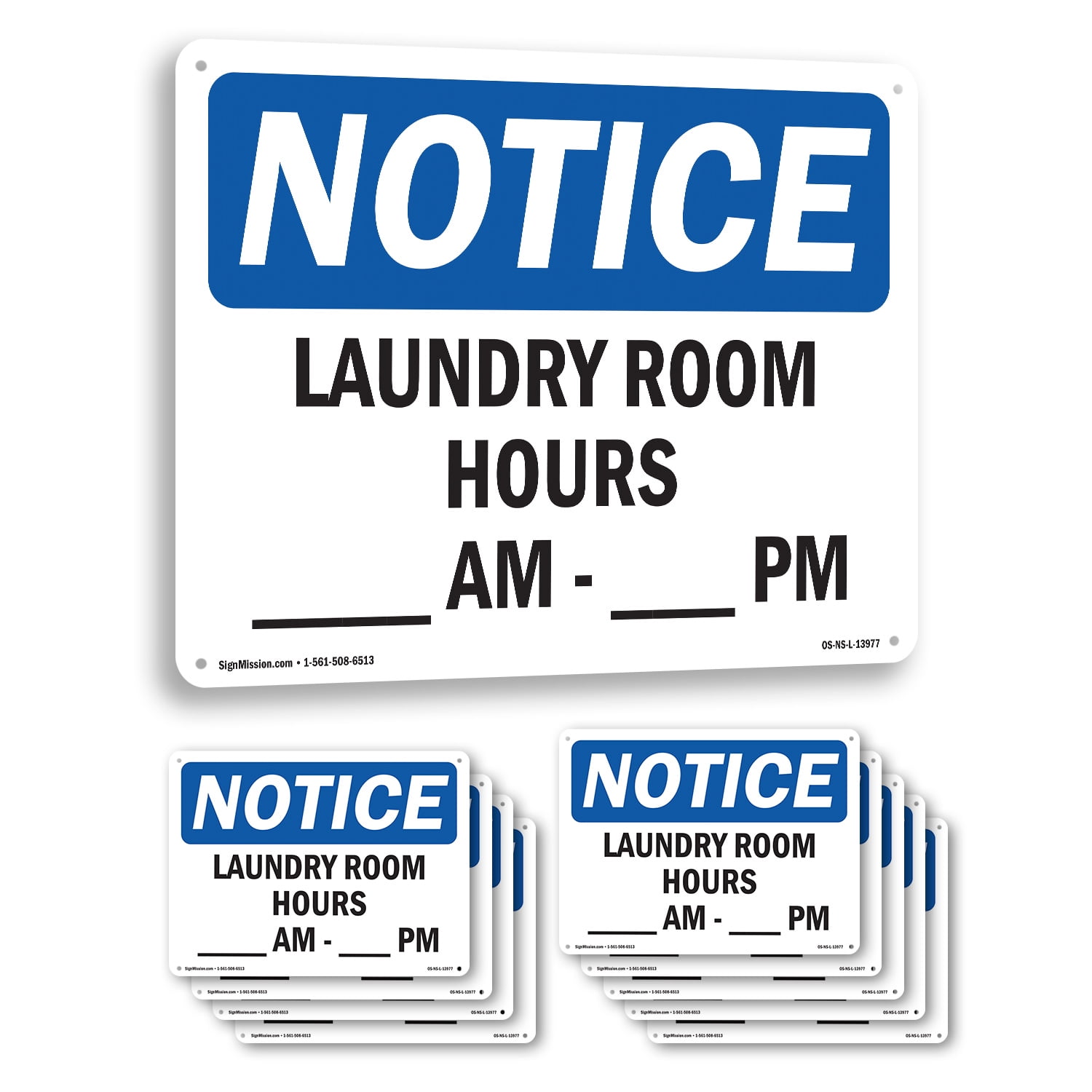 Laundry Room Hours ____ Am OSHA Notice Rigid Plastic Sign 24 Inch x 18 ...