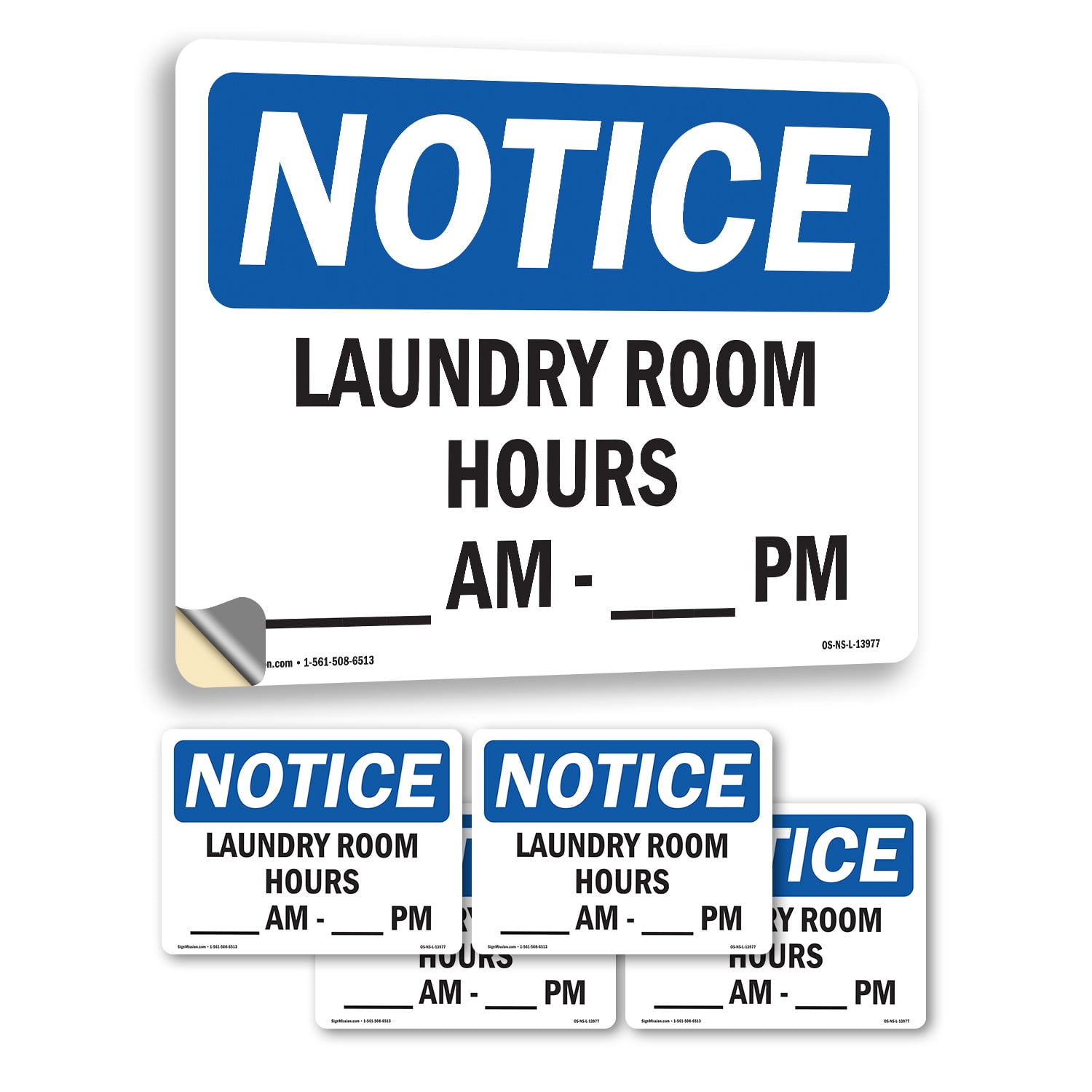 Laundry Room Hours ____ Am OSHA Notice Vinyl Decal Label 10 Inch x 7 ...