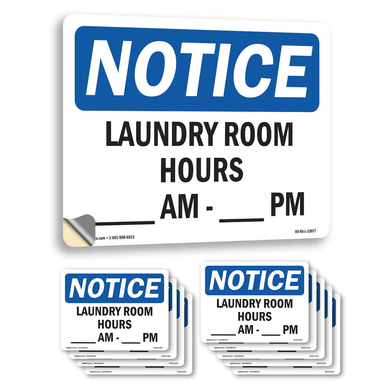 Laundry Room Hours ____ Am OSHA Notice Vinyl Decal Label 18 Inch x 12 ...