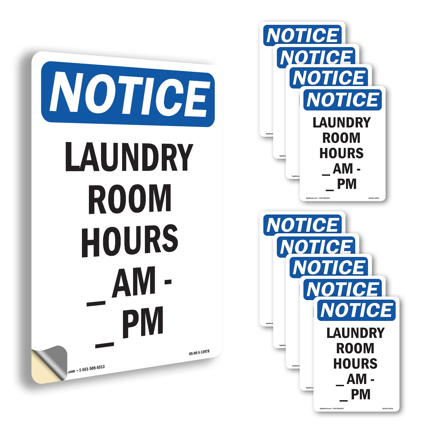 Laundry Room Hours ____ Am OSHA Notice Vinyl Decal Label 7 Inch x 5 ...