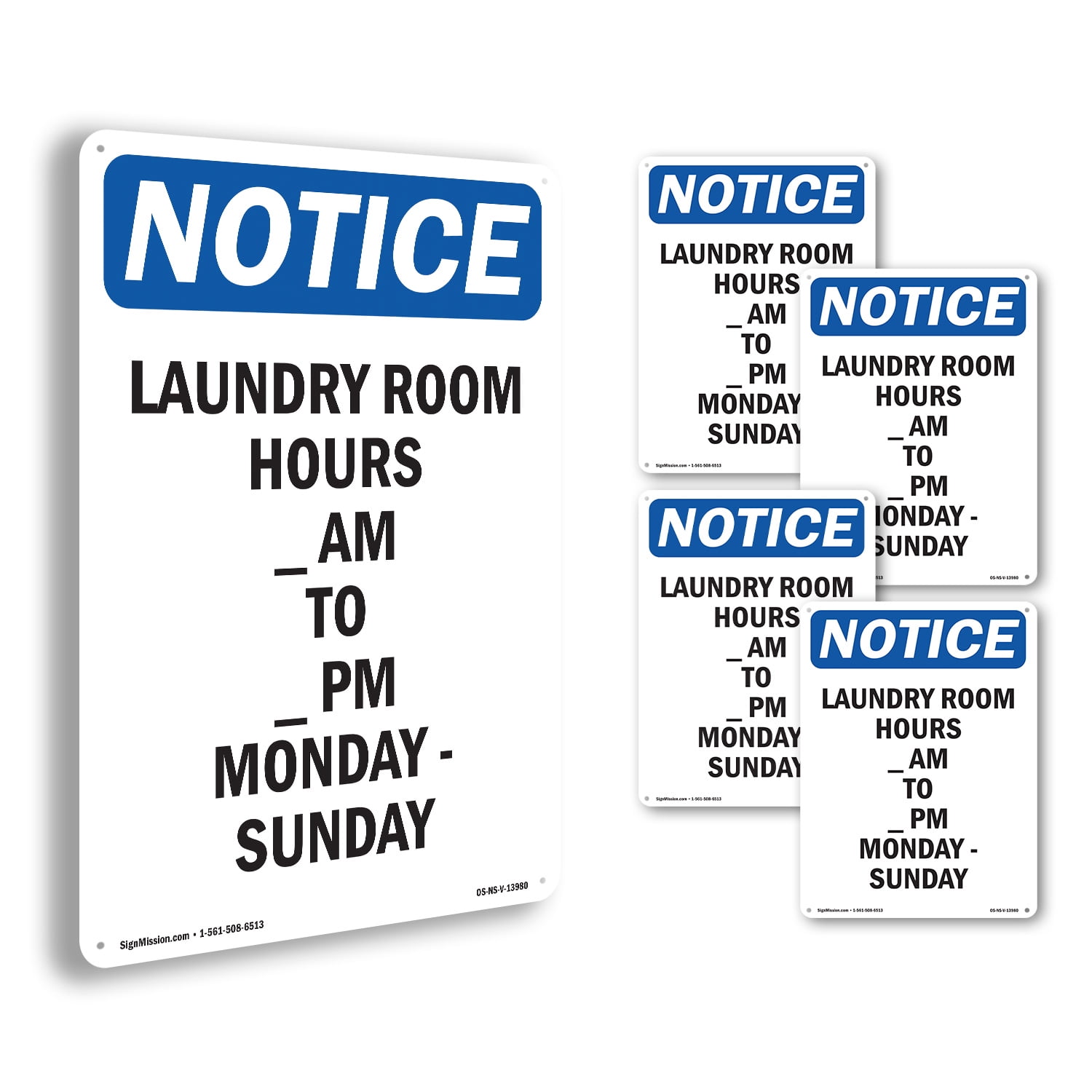 Laundry Room Hours ____ Am To OSHA Notice Rigid Plastic Sign 10 Inch x ...