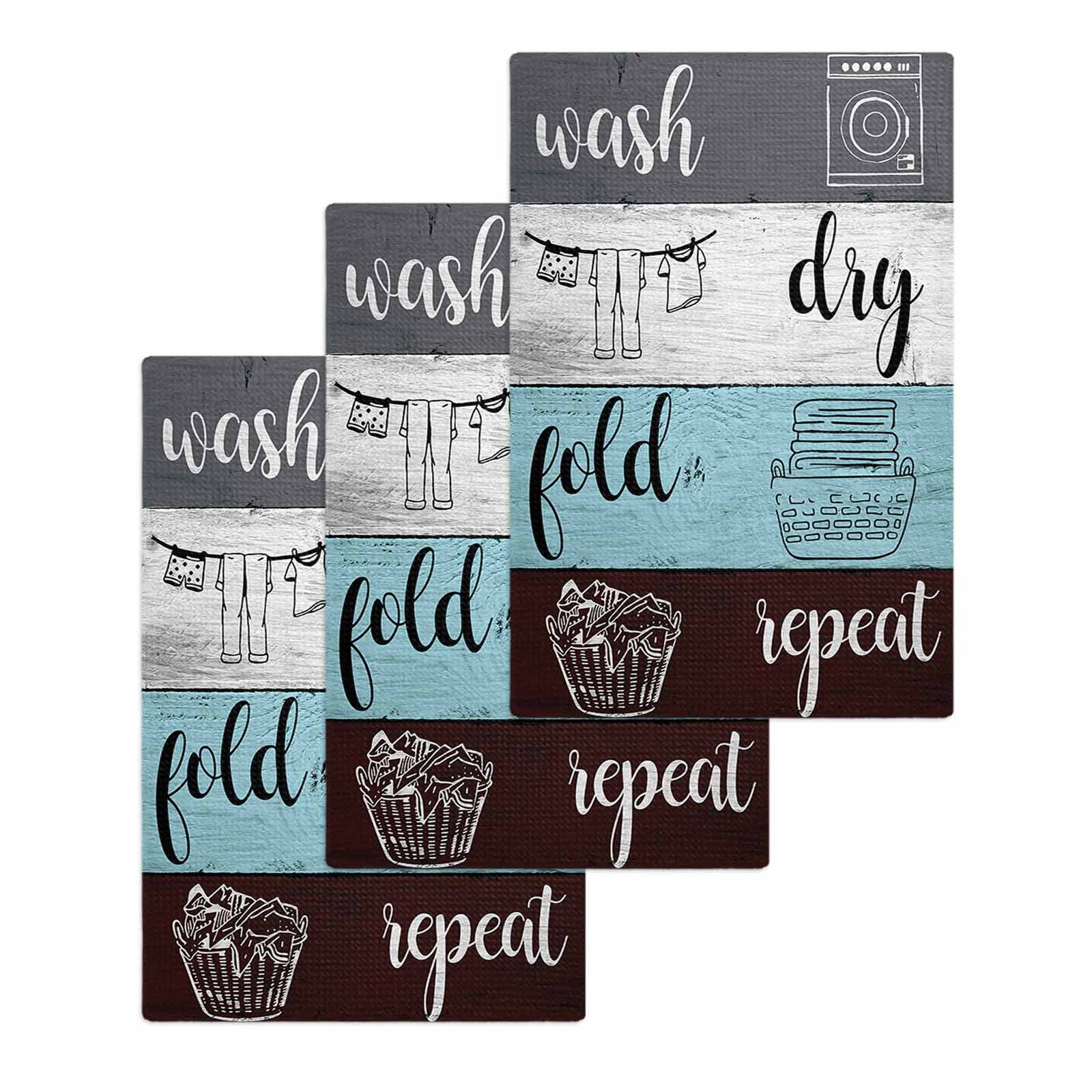 Laundry Room Kitchen Dish Towels for Drying Dishes Set of 3, Wash Dry ...