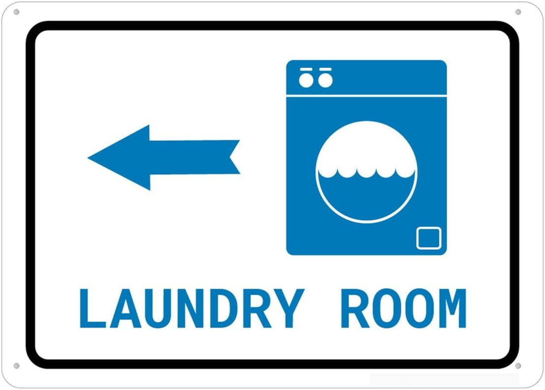 Laundry Room Left Arrow Sign 12X8 Inch Aluminum Uv Ink Printed For ...