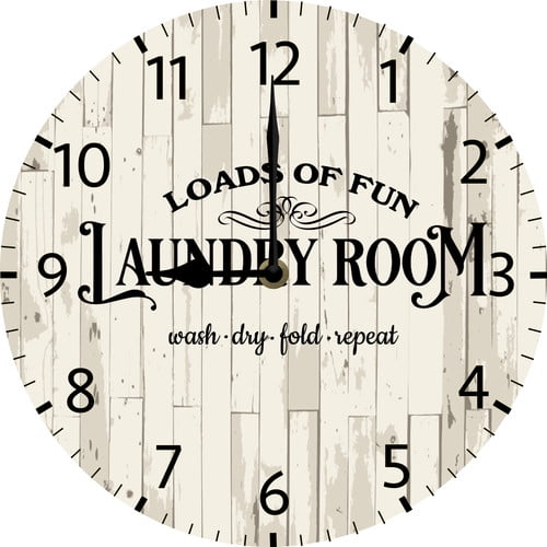 Laundry Room Loads Of Fun Farmhouse Style Wood Wall Decor Clock ...