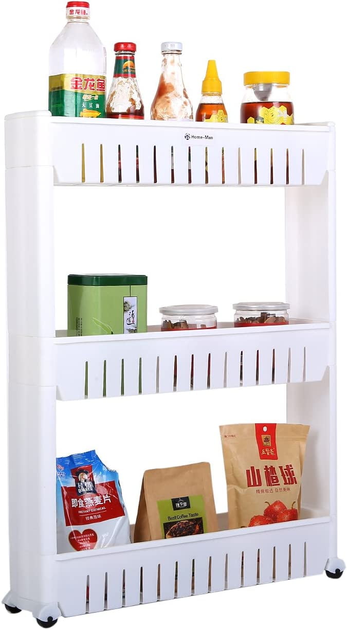 Laundry Room Organizer, Mobile Shelving Unit Organizer with 3 Large ...