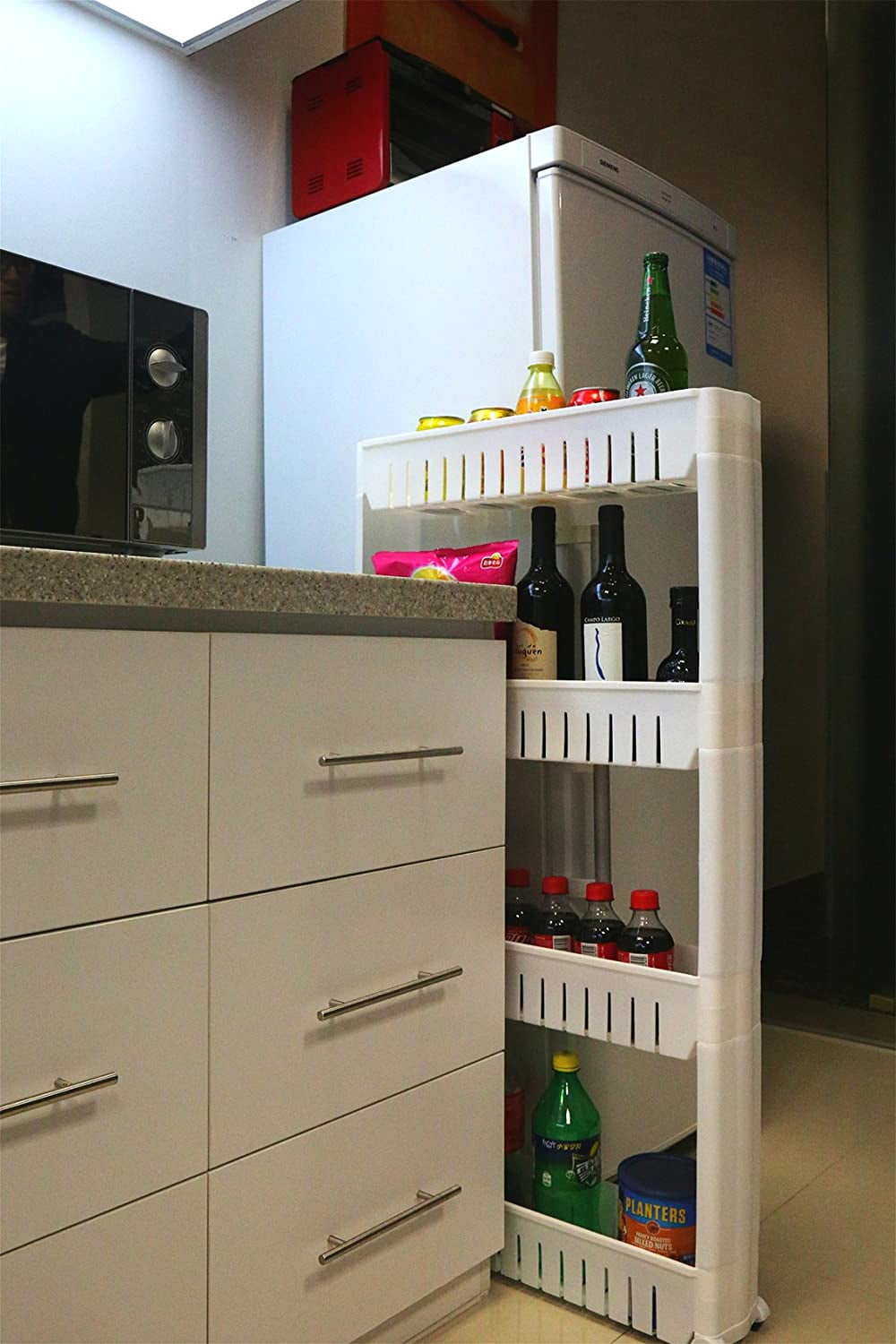 Laundry Room Organizer Mobile Shelving Unit with 4 Large Storage ...