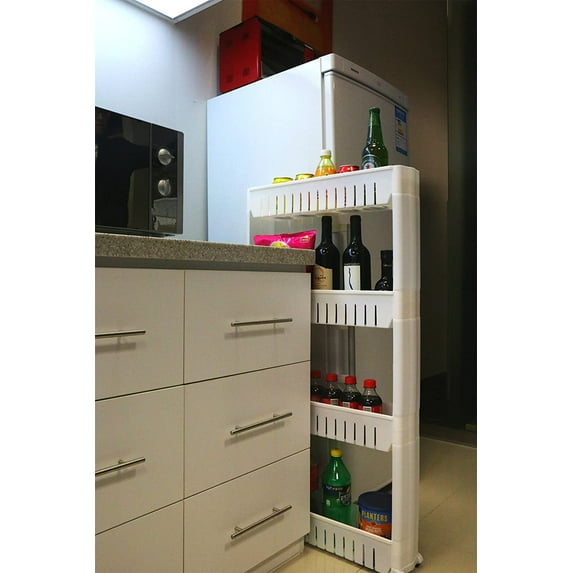 Laundry Room Organizer Mobile Shelving Unit with 4 Large Storage ...