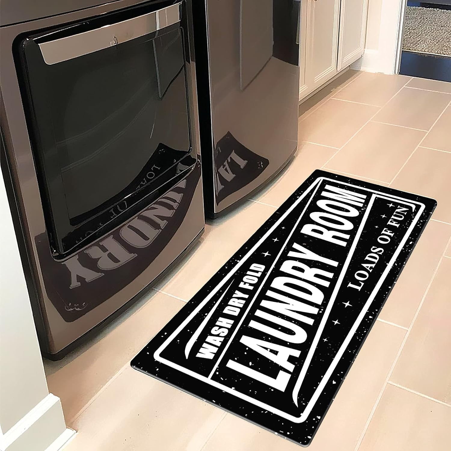 Laundry Room Rug Black and White Anti Fatigue Laundry Room Mat ...