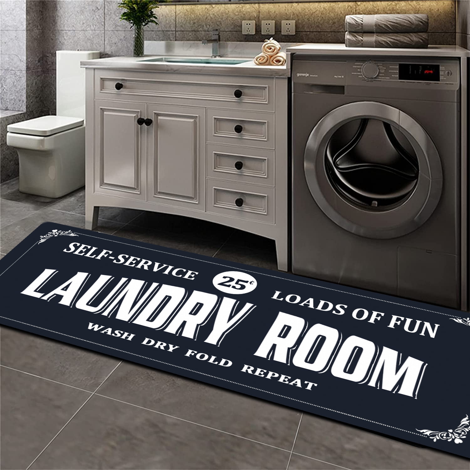 Laundry Room Rug Non Slip Floor mats Farmhouse Large Laundry Rug Mat ...