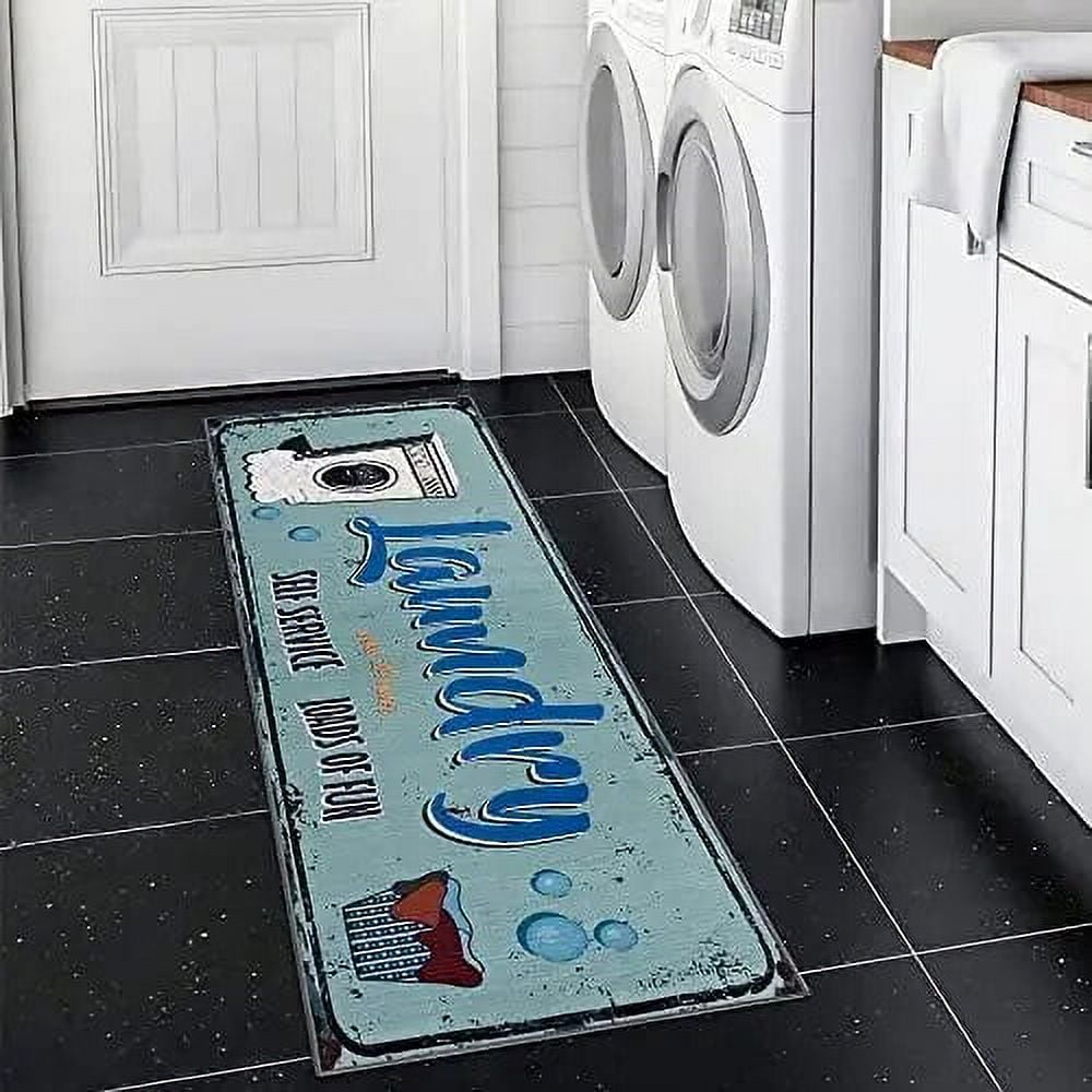 Laundry Room Rug Non-slip Flannel Floor Mat for Washroom Mudroom ...