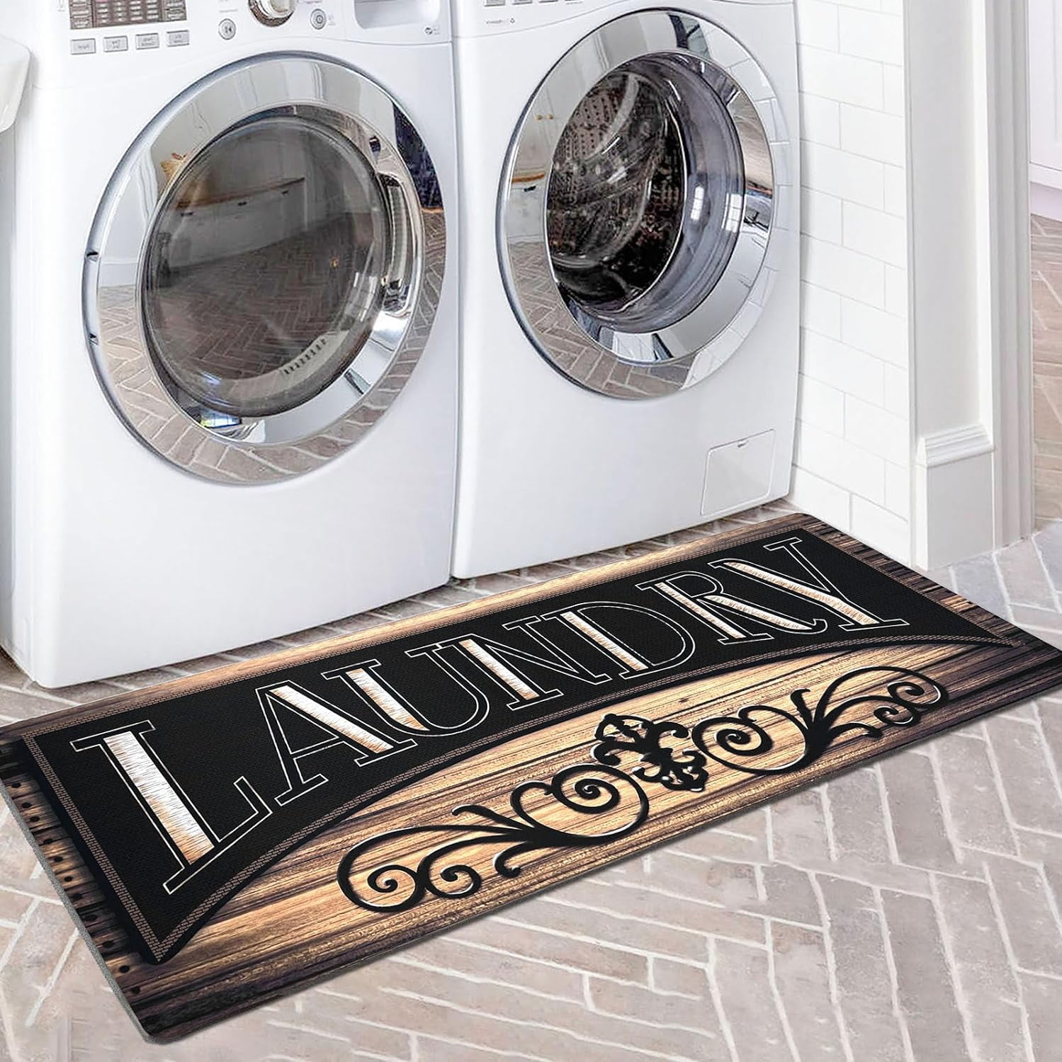 Laundry Room Rug Runner 20"x48" Non Slip Waterproof Laundry Mats for ...