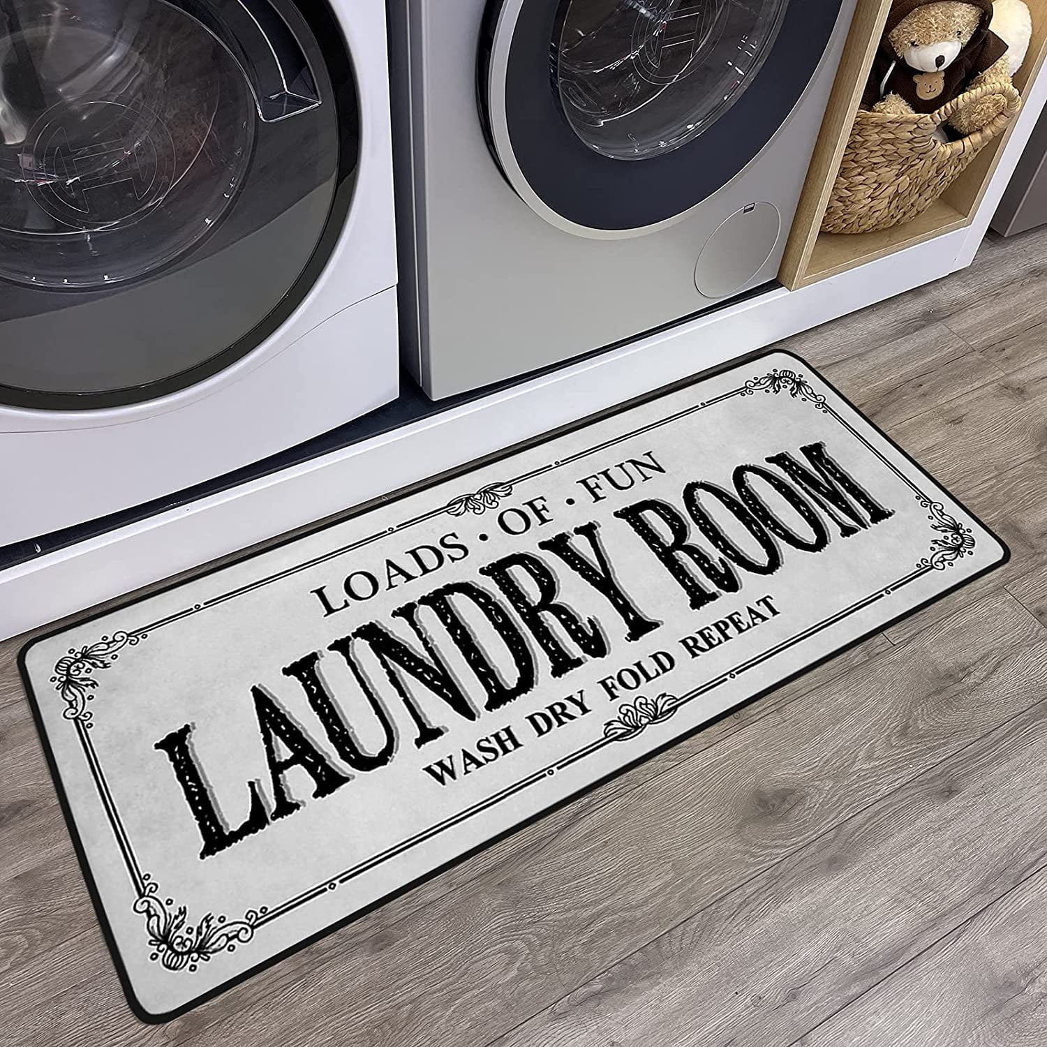 Non-Slip Washable Laundry Room Rug Runner, 20 X 47 inch, Grey ...