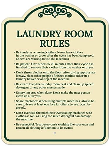 Laundry Room Rules Décor Sign, Green Light, 18x24 Inches, ACM, Fade ...