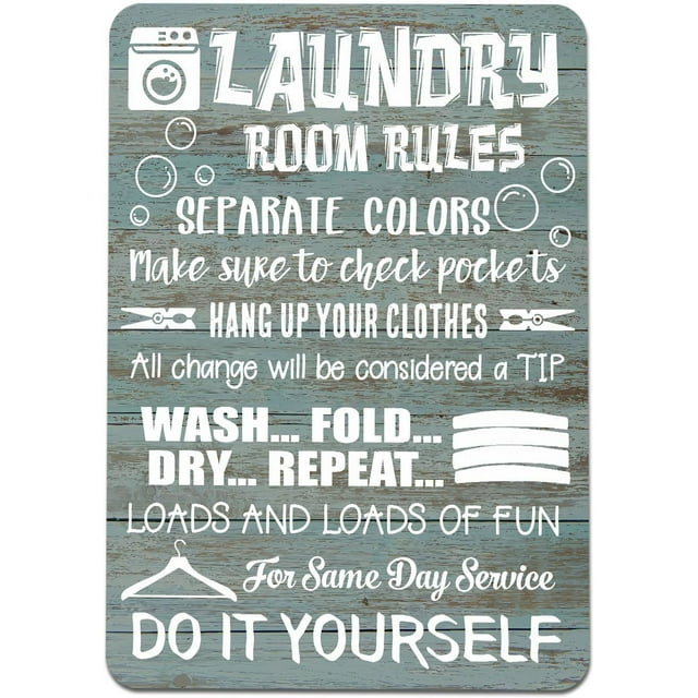 Laundry Room Rules Metal Tin Sign Vintage Wall Art Decor for Friends ...