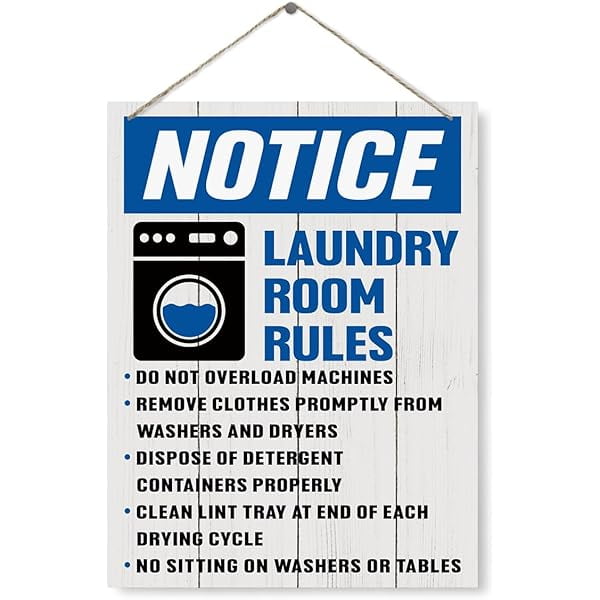 Laundry Room Rules Sign, Decorative Wood Plaque For Hanging, Farmhouse ...