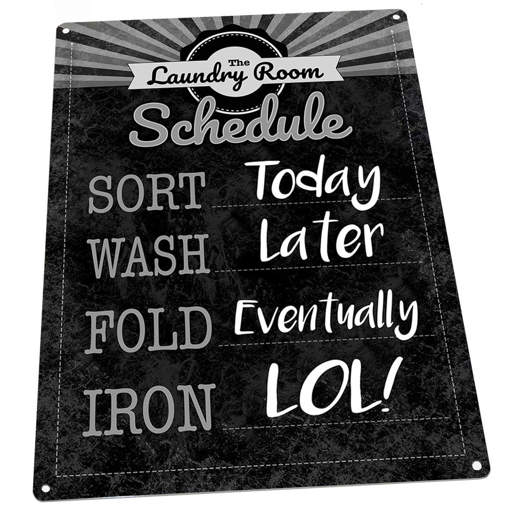 Laundry Room Schedule 9"x12" Metal Sign, Wall Decor for Bath or Laundry ...