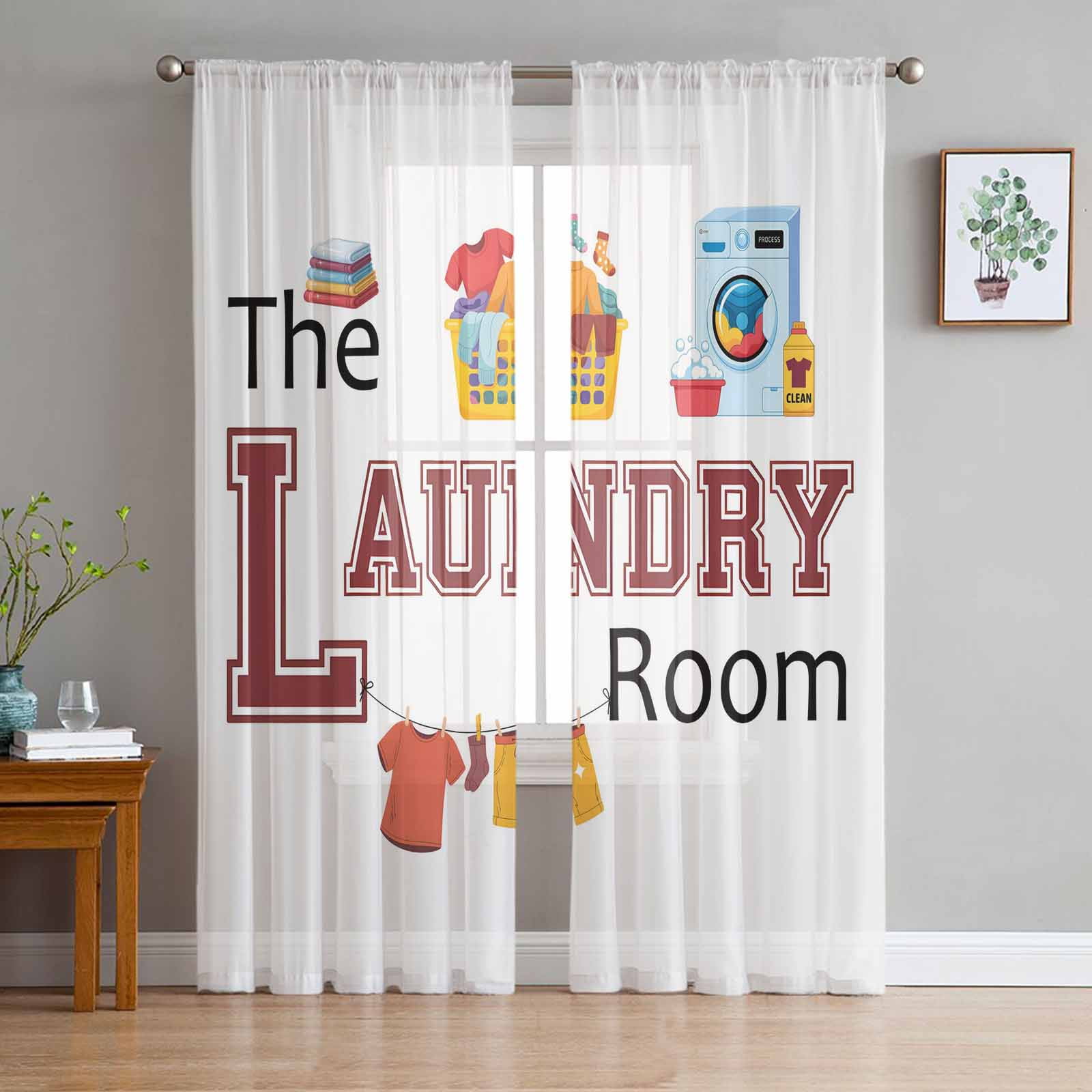 Laundry Room Sheer Curtains 72 Inches Long 2 Panels Set, Window Sheer ...