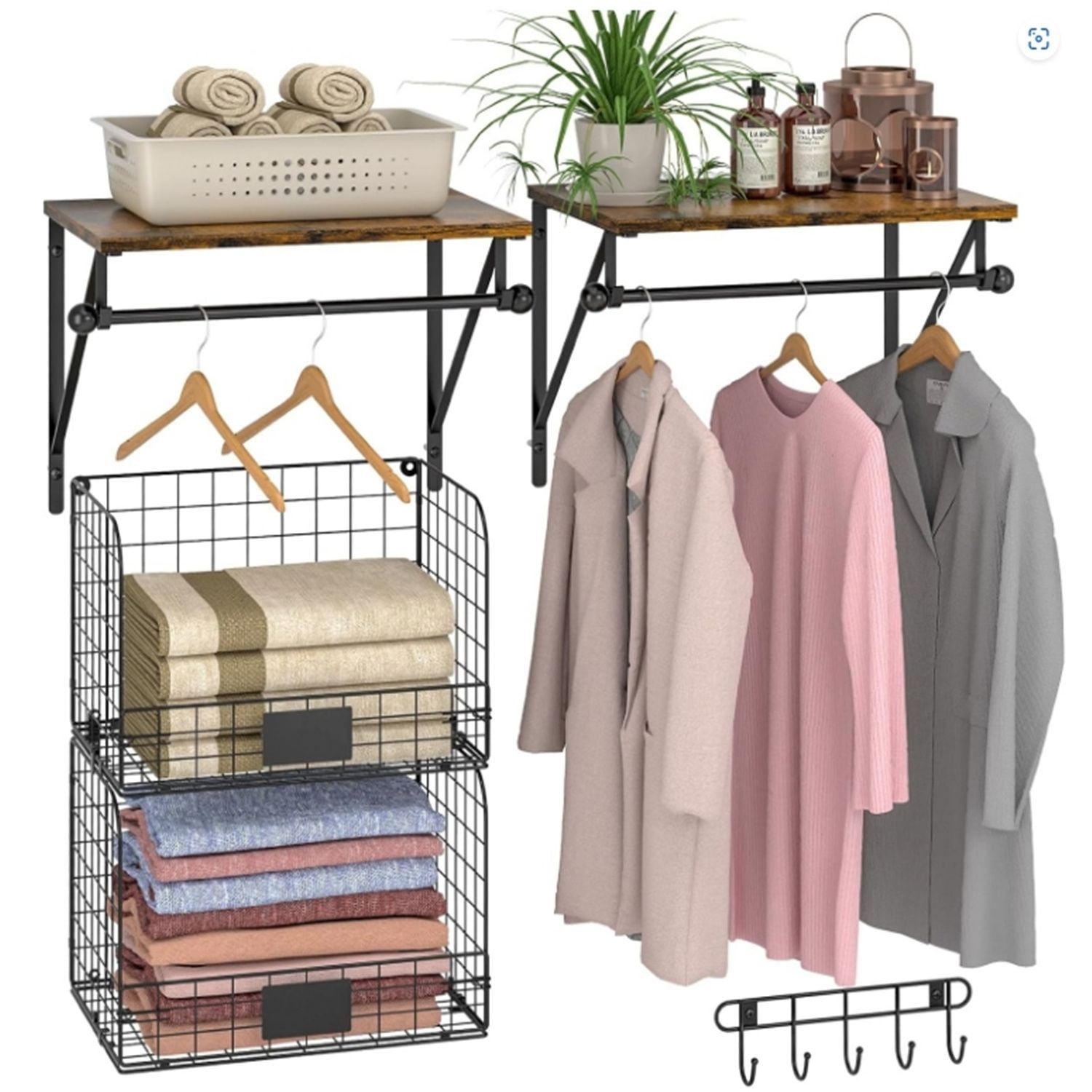Laundry Room Shelves Wall Mounted with Wire Baskets, Over the Washer ...