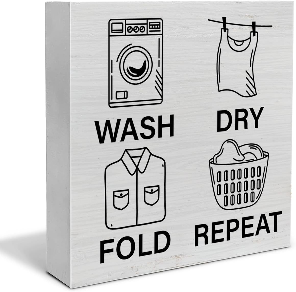 Laundry Room Sign Wash Dry Fold Repeat Wooden Sign Home Laundry Room ...