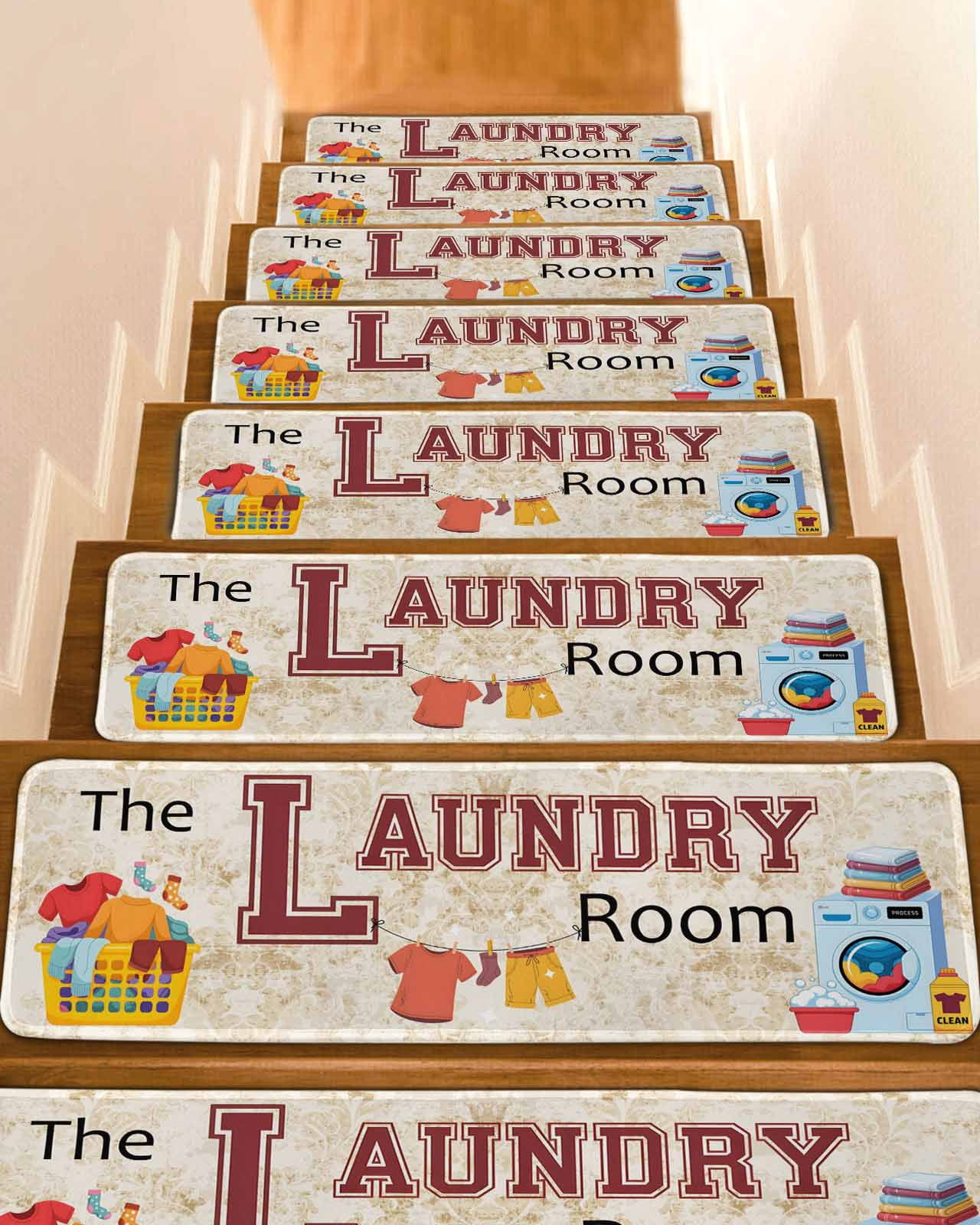 Laundry Room Stair Treads for Wooden Steps Indoor Runner Rug Carpet ...