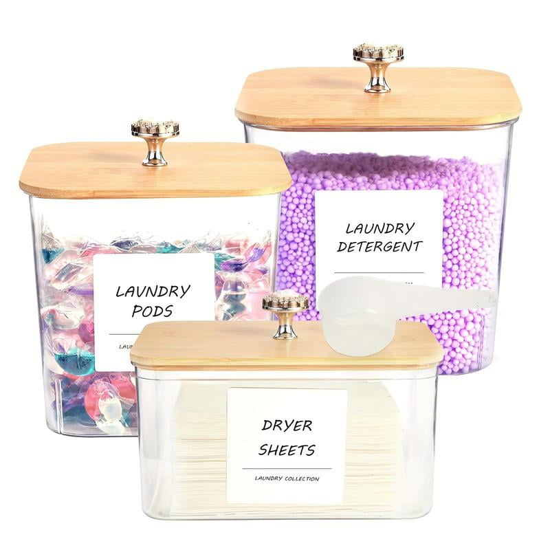 Laundry Room Storage Container, 1 Set Including 3 Counts Clear Laundry ...