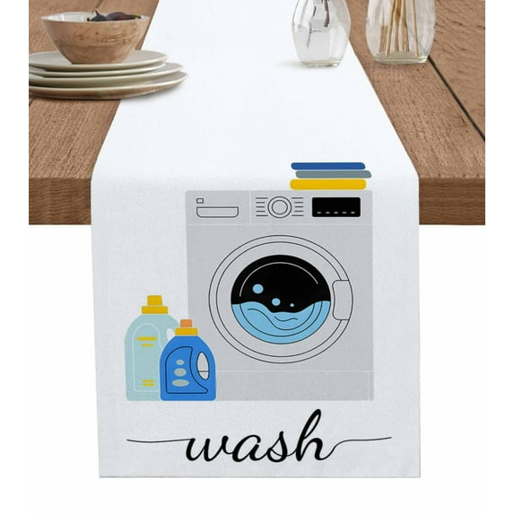 Laundry Room Table Runner 72 Inches, Modern Minimalist Washing Machine ...
