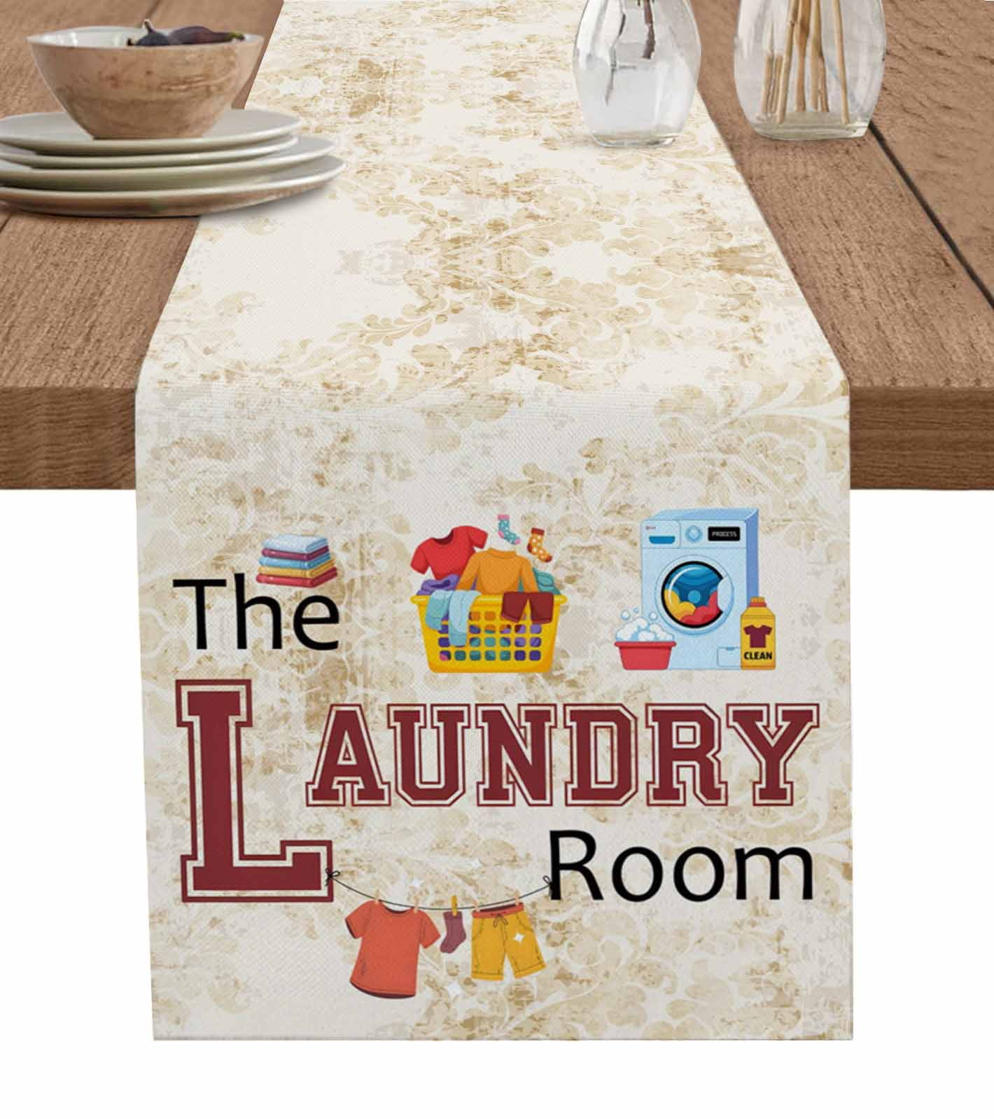 Laundry Room Table Runner 90 Inches, Rustic Farmhouse Washing Machine ...