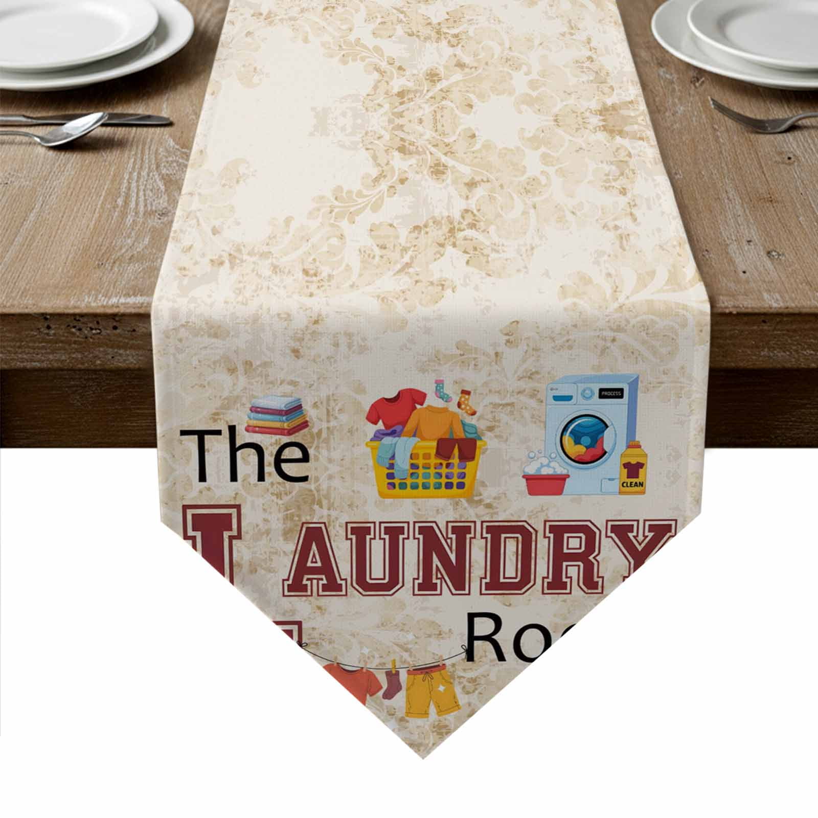 Laundry Room Table Runner Linen Burlap Table Runner 70 Inches Long ...