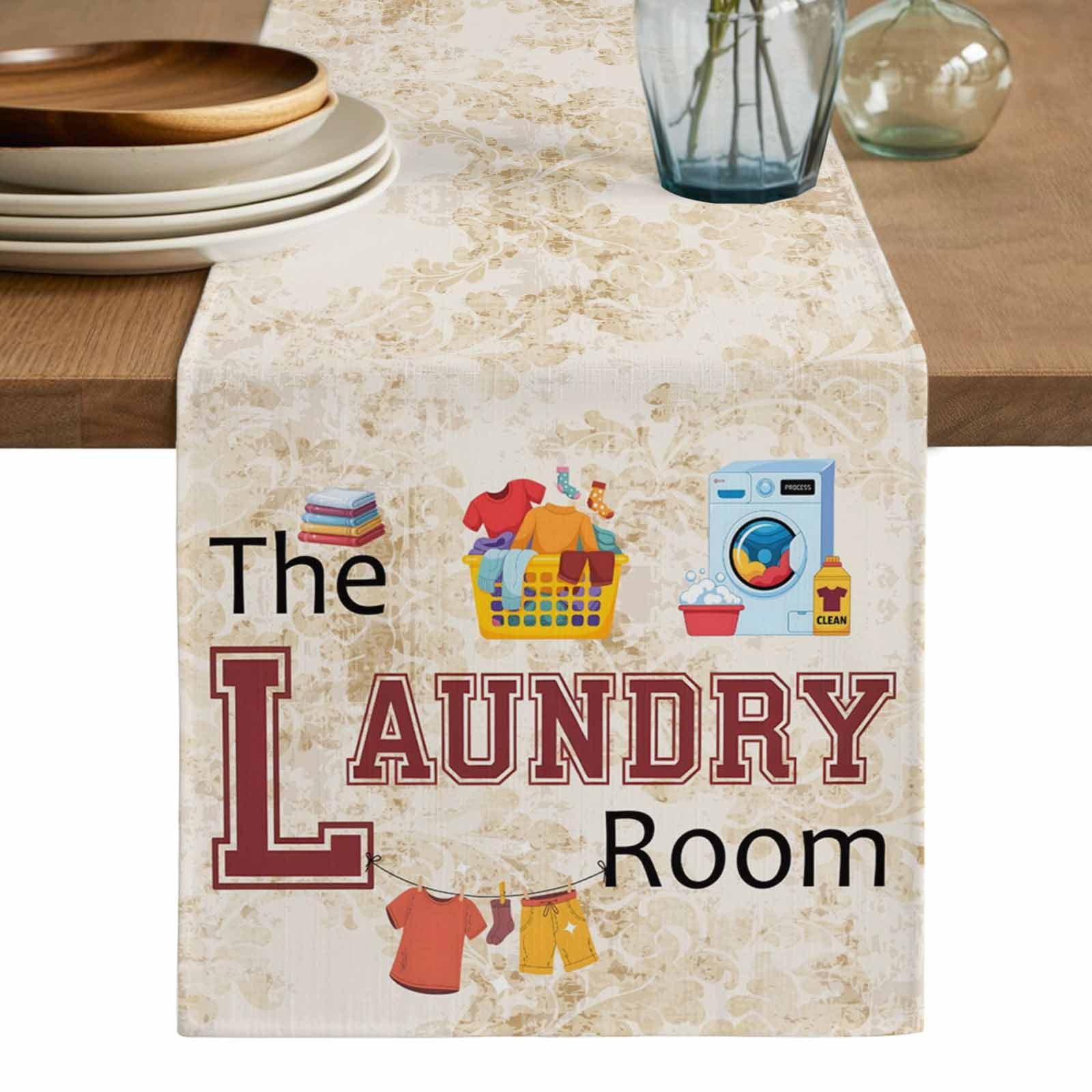 Laundry Room Table Runner, Rustic Farmhouse Washing Machine Clothes ...