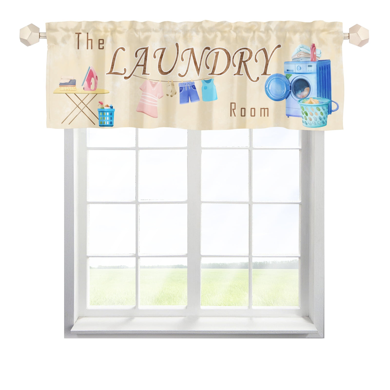 Laundry Room Valance 54''x18'' Laundry Routine Washing Half Window ...