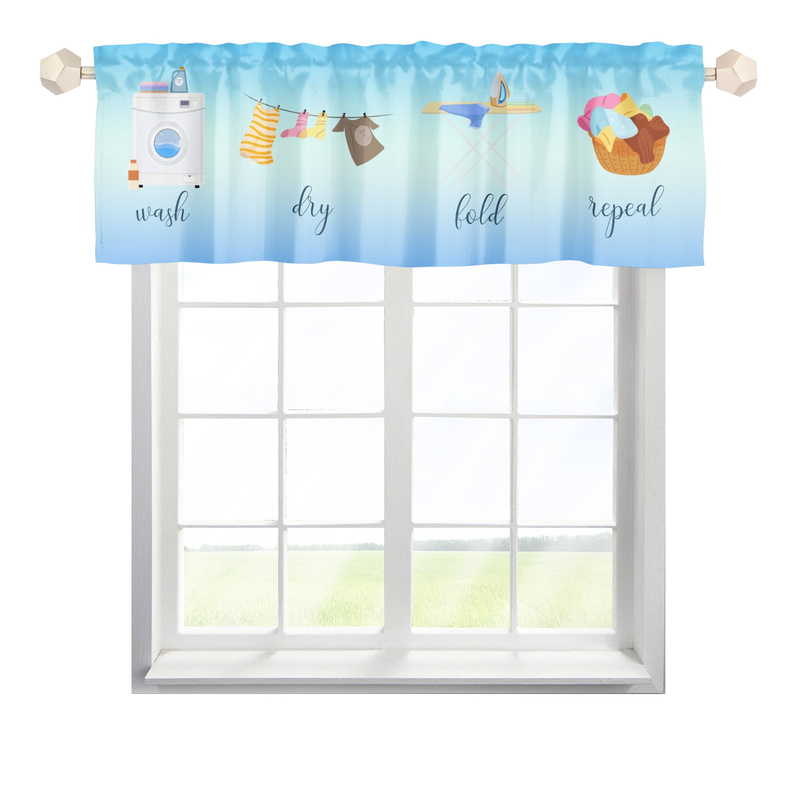 Laundry Room Valance Laundry Wash Dry Fold Repeat Rod Pocket Window ...