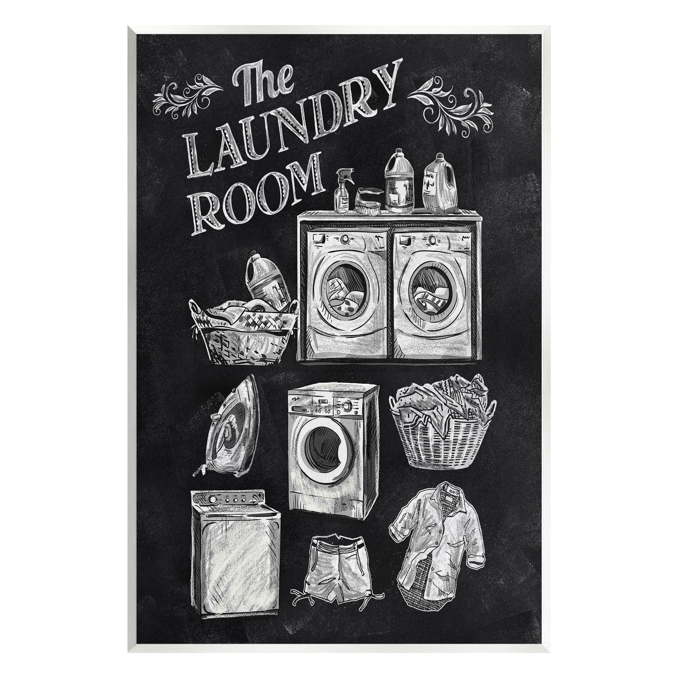 Laundry Room Vintage Drawings Typography Graphic Art Unframed Art Print ...