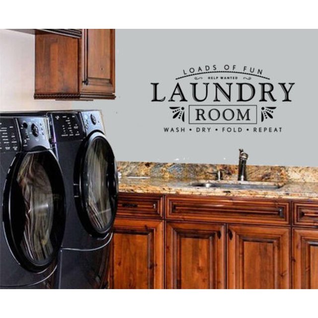 Laundry Room Vinyl Wall Decal Wash Dry Fold Repeat Help Needed ...